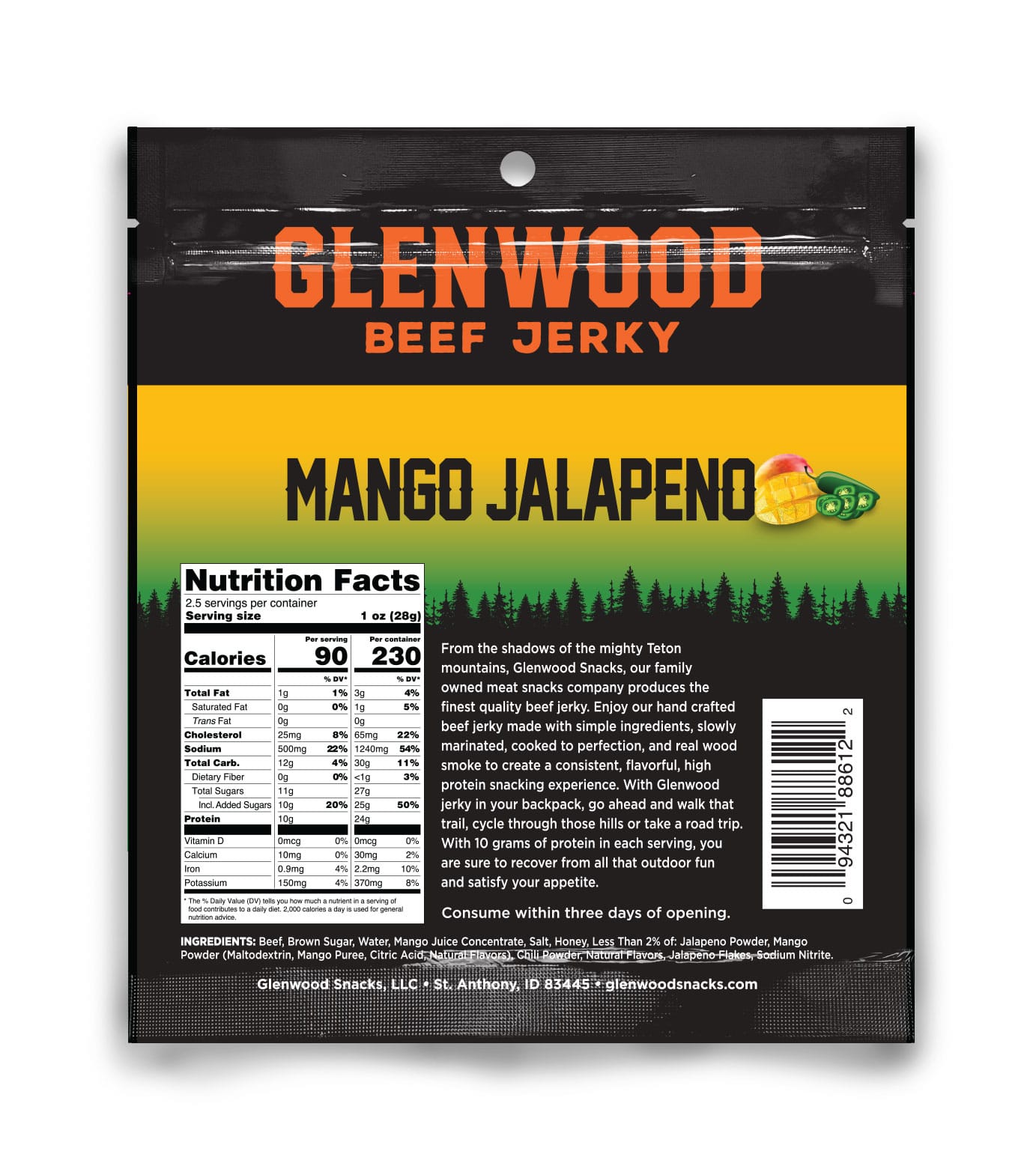 Mango Jalapeño Beef Jerky | Glenwood Snacks