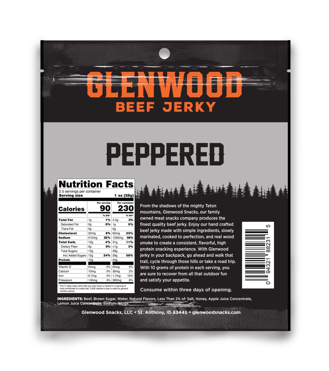 Peppered Beef Jerky | Glenwood Snacks