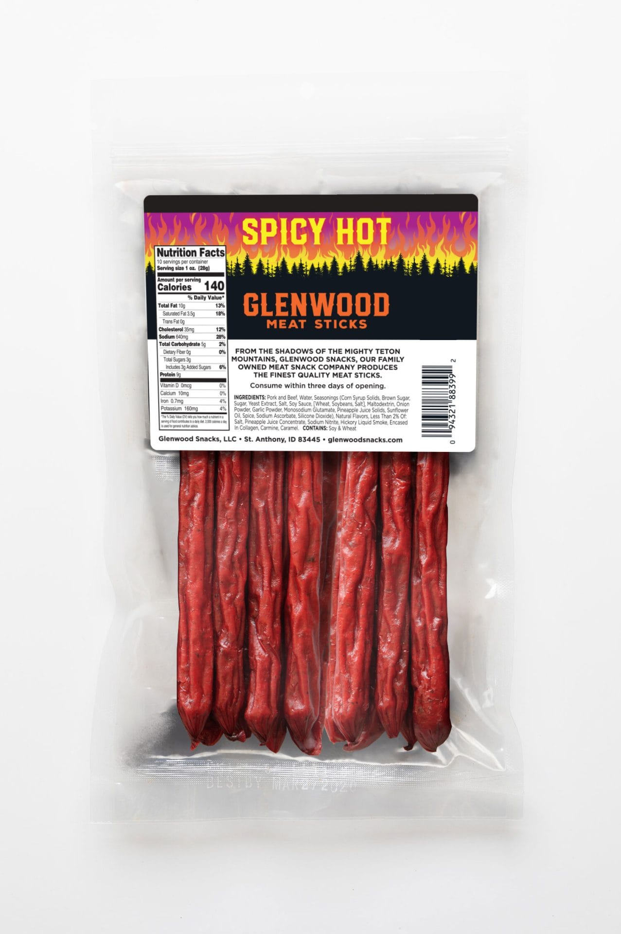 Spicy Hot Meat Sticks | Glenwood Snacks